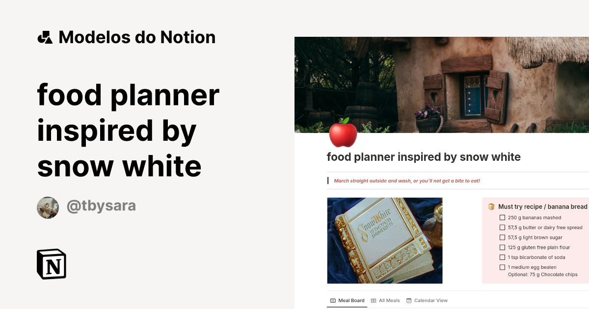 food planner inspired by snow white Modelo por sara | Marketplace do Notion