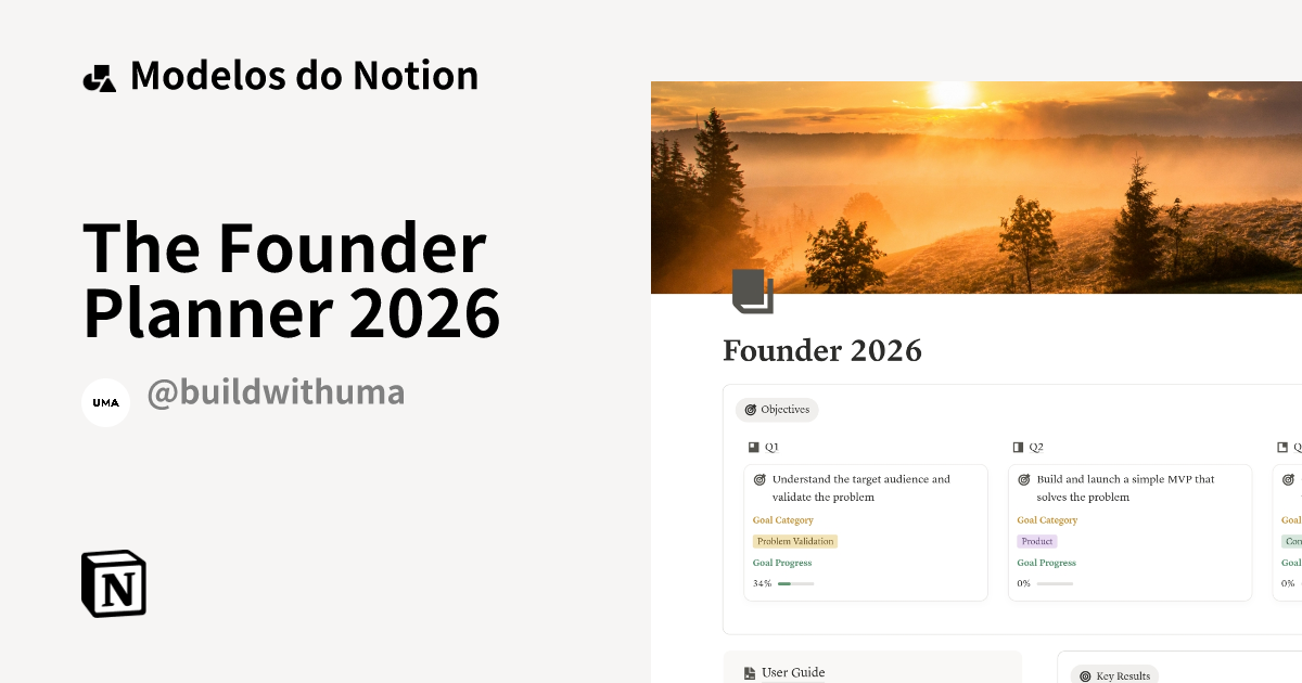 Modelo The Founder Planner 2026 | Marketplace do Notion