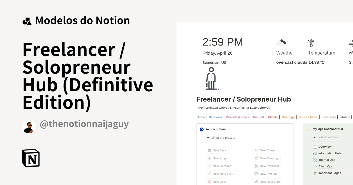 Modelo Freelancer / Solopreneur Hub (Definitive Edition) | Marketplace do Notion
