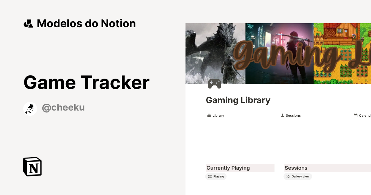 Modelo Game Tracker | Marketplace do Notion