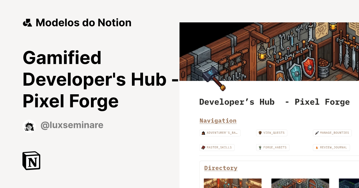 Gamified Developer's Hub - Pixel Forge Modelo por Lux Seminare ...