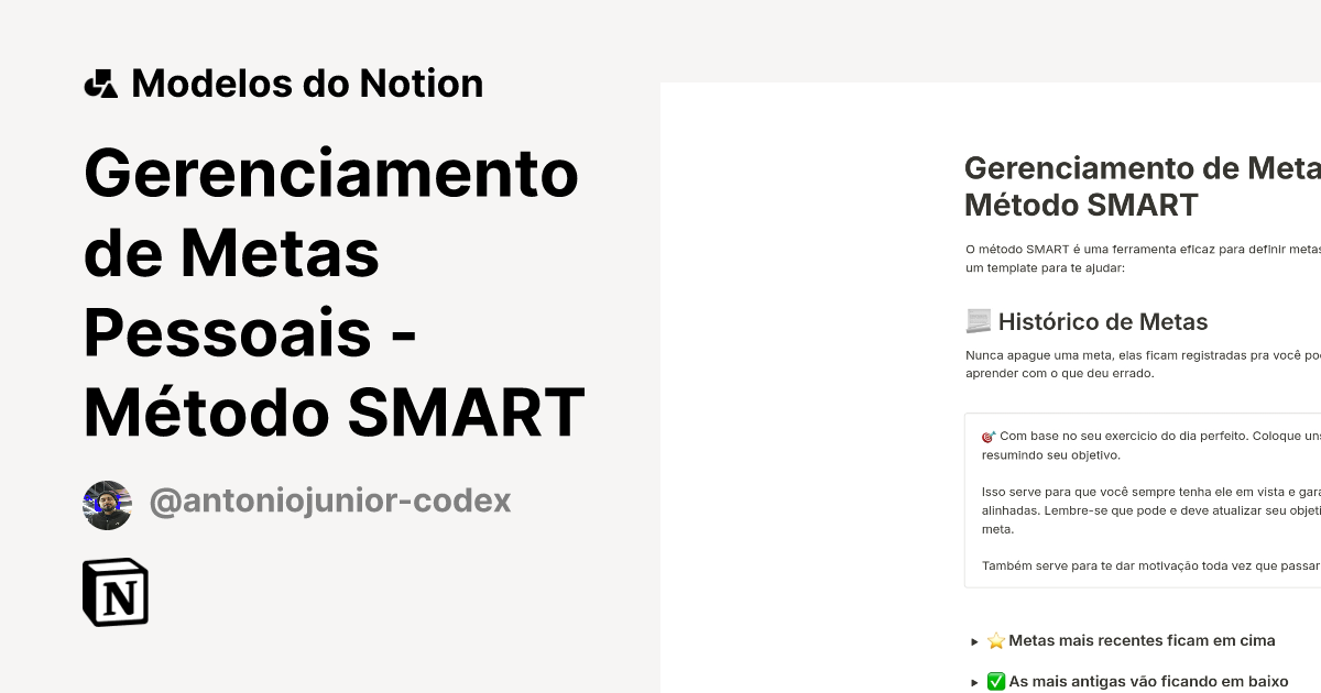Modelo Gerenciamento de Metas Pessoais - Método SMART | Marketplace do ...