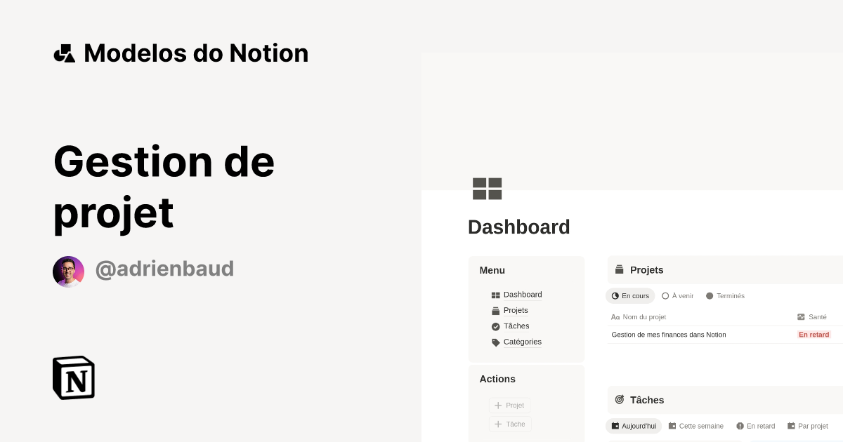 Modelo Gestion de projet | Marketplace do Notion