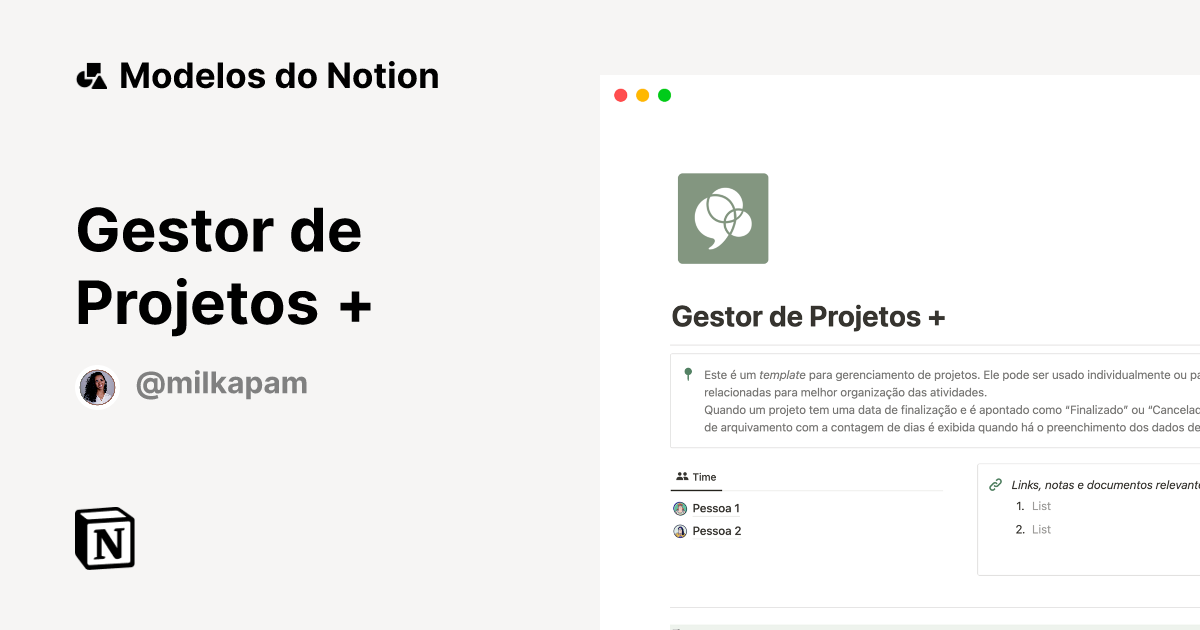 Modelo Gestor de Projetos + | Marketplace do Notion