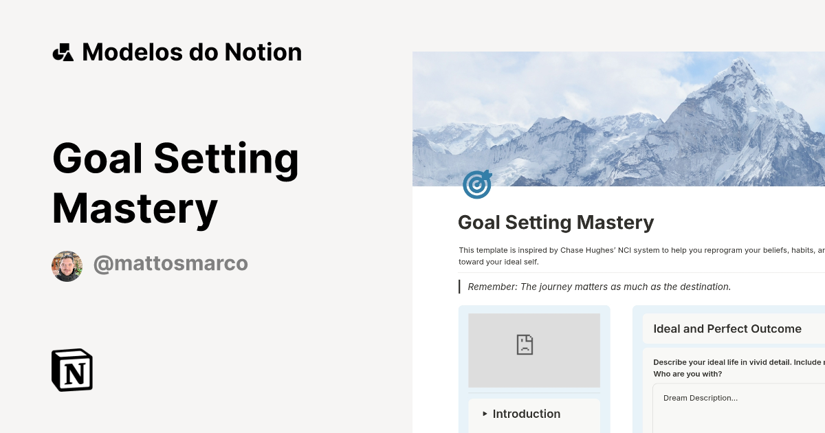 Modelo Goal Setting Mastery | Marketplace do Notion