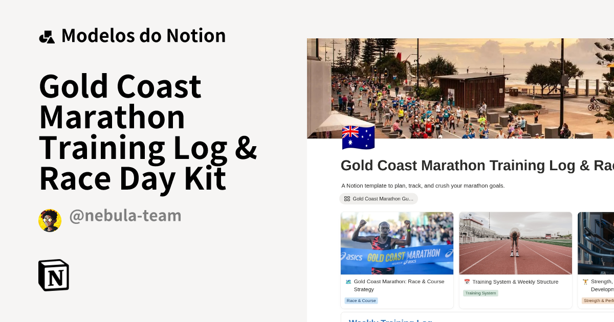 Gold Coast Marathon Training Log & Race Day Kit Modelo por Nebula ...