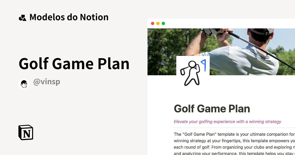 Golf Game Plan Modelo por Virtual Inspiration | Marketplace do Notion