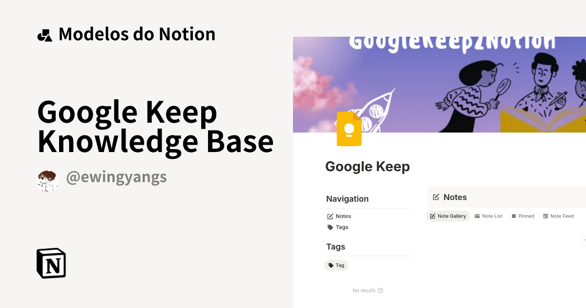 Modelo Google Keep Knowledge Base | Marketplace do Notion