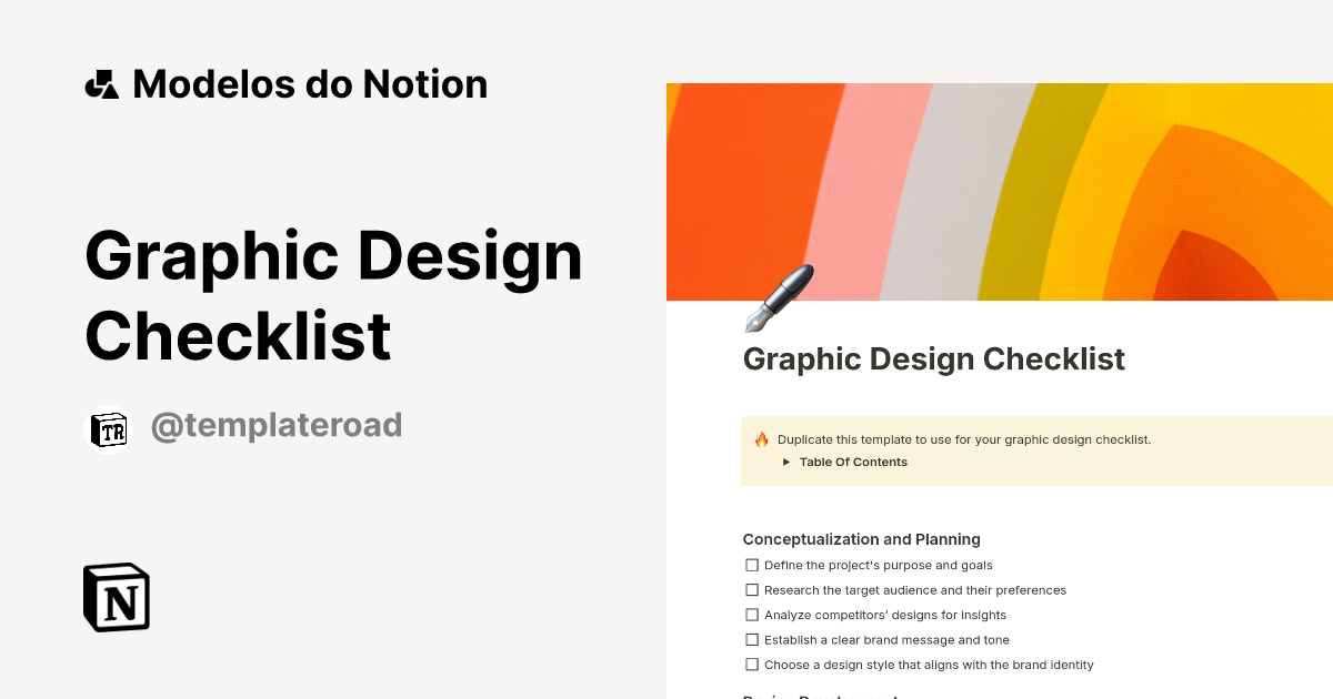 Modelo Graphic Design Checklist | Marketplace do Notion