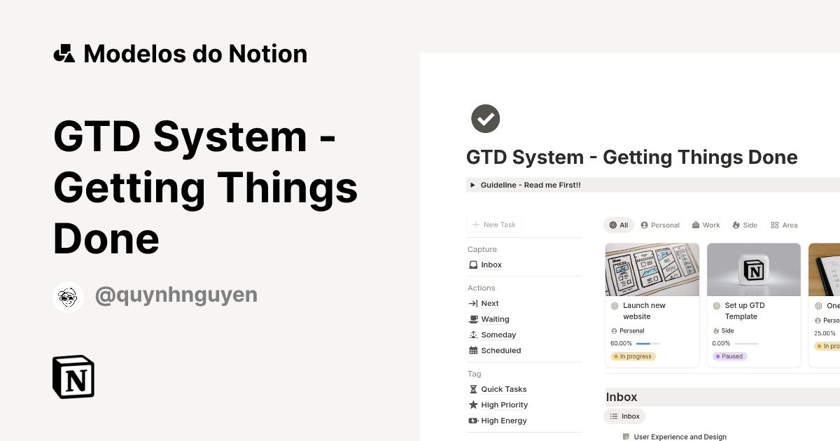 GTD System - Getting Things Done Modelo por Quynh Nguyen | Marketplace ...