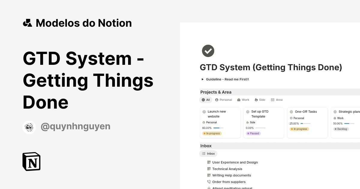 GTD System - Getting Things Done Modelo por Quynh Nguyen | Marketplace ...