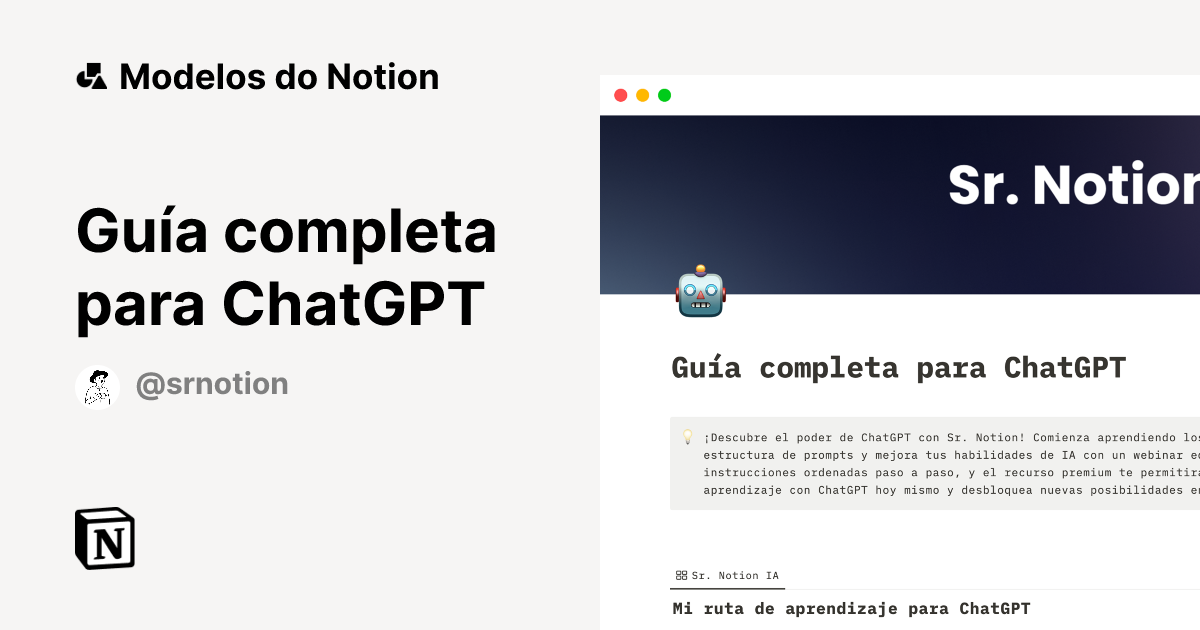 Modelo Guía completa para ChatGPT | Marketplace do Notion