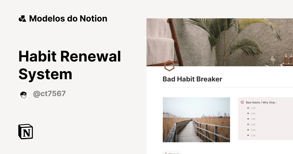 Habit Renewal System Modelo por Yusuf | Marketplace do Notion