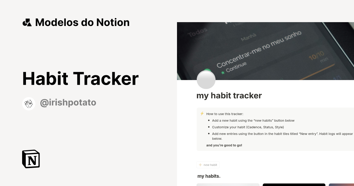 Habit Tracker Modelo por matt. | Marketplace do Notion