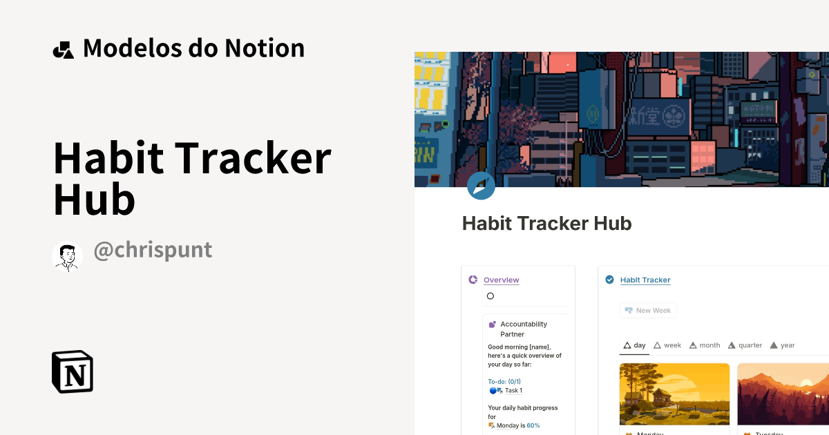Modelo Habit Tracker Hub | Marketplace do Notion