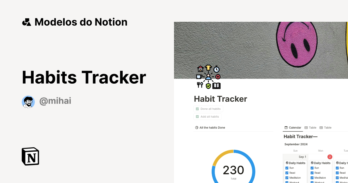 Modelo Habits Tracker | Marketplace do Notion