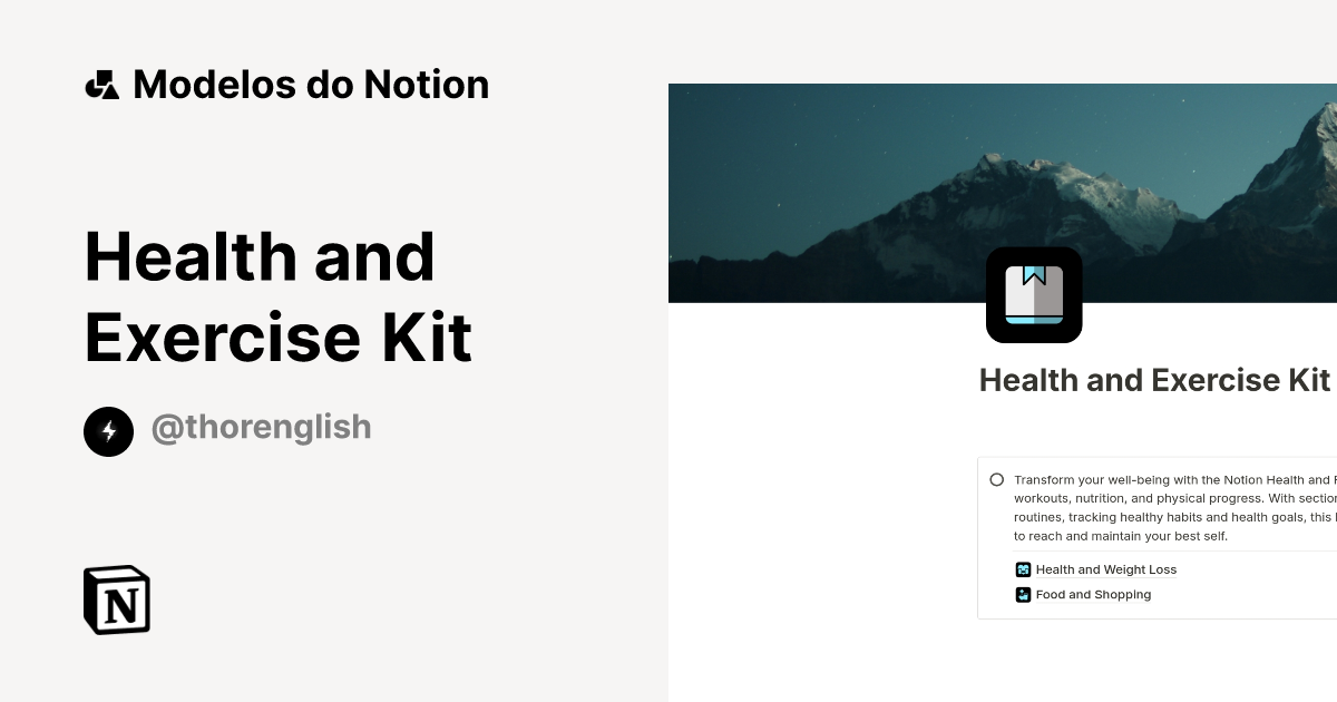 Modelo Health and Exercise Kit | Marketplace do Notion