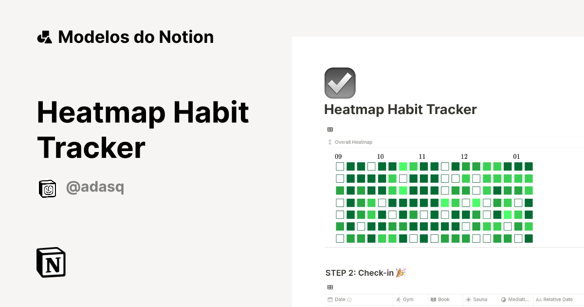 Modelo Heatmap Habit Tracker | Marketplace do Notion