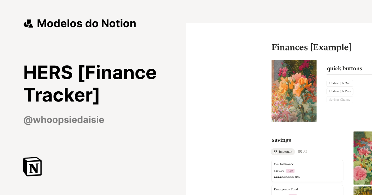 Modelo HERS [Finance Tracker] | Marketplace do Notion