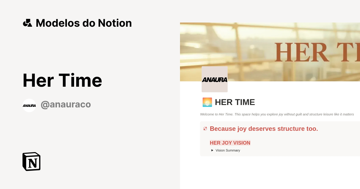 Her Time Modelo por Anaura | Marketplace do Notion