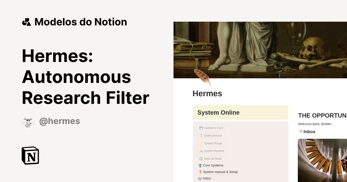 Hermes: Autonomous Research Filter Modelo por Hermes | Marketplace do ...