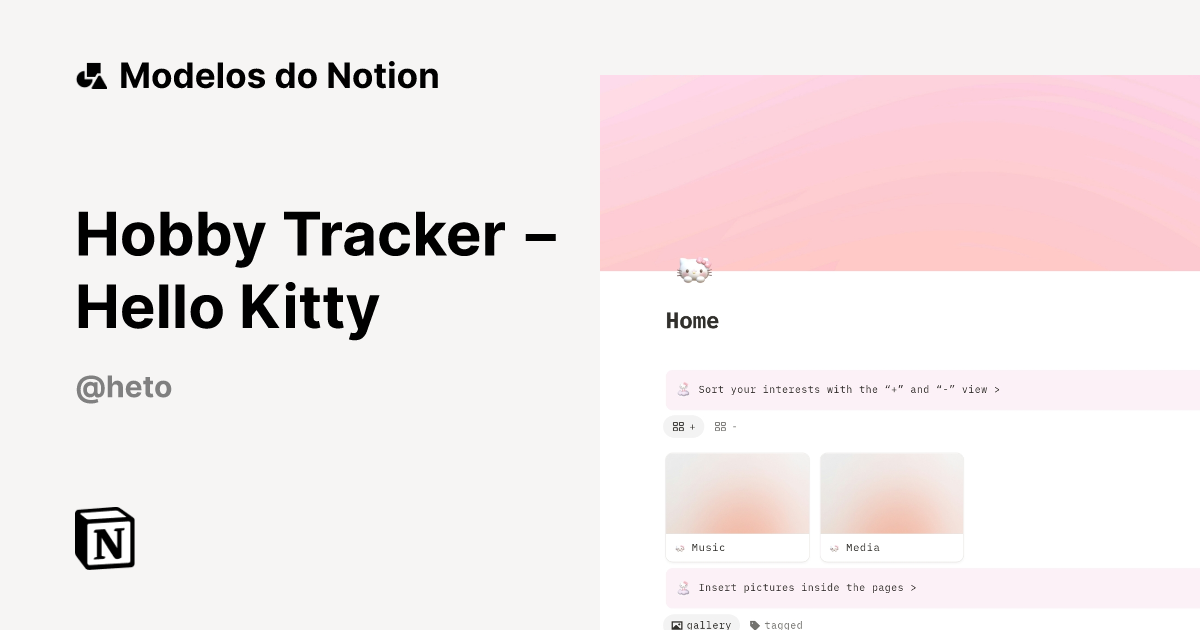 Modelo Hobby Tracker – Hello Kitty | Marketplace do Notion