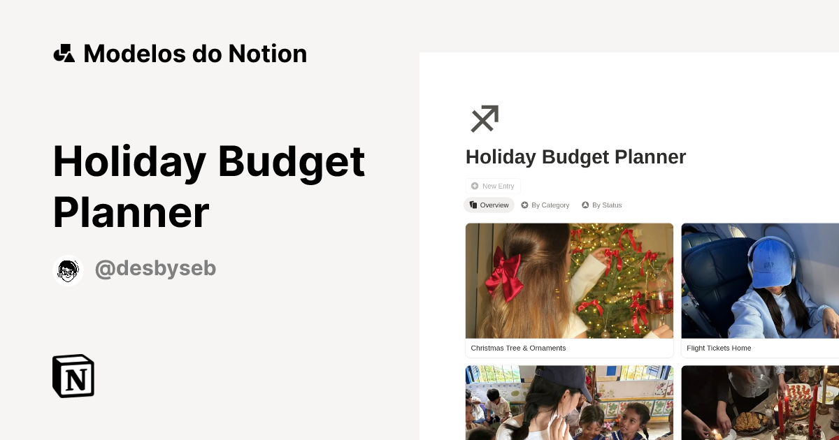 Modelo Holiday Budget Planner | Marketplace do Notion