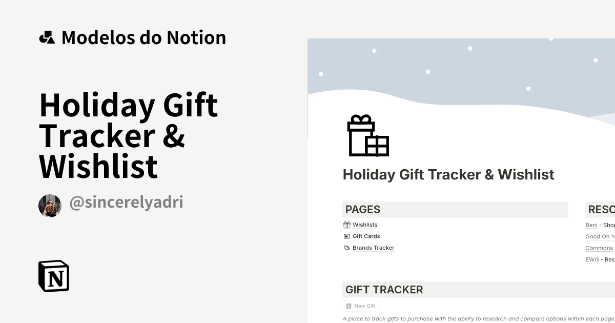 Holiday Gift Tracker & Wishlist Modelo por Sincerely, Adri - Travel ...