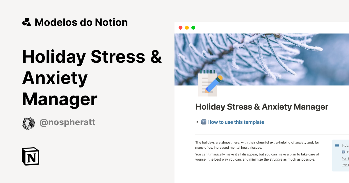Modelo Holiday Stress & Anxiety Manager | Marketplace do Notion