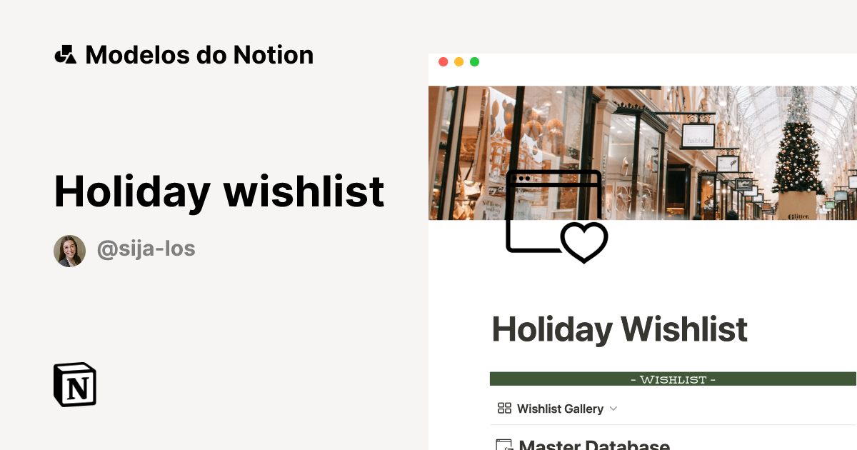 Modelo Holiday wishlist | Marketplace do Notion