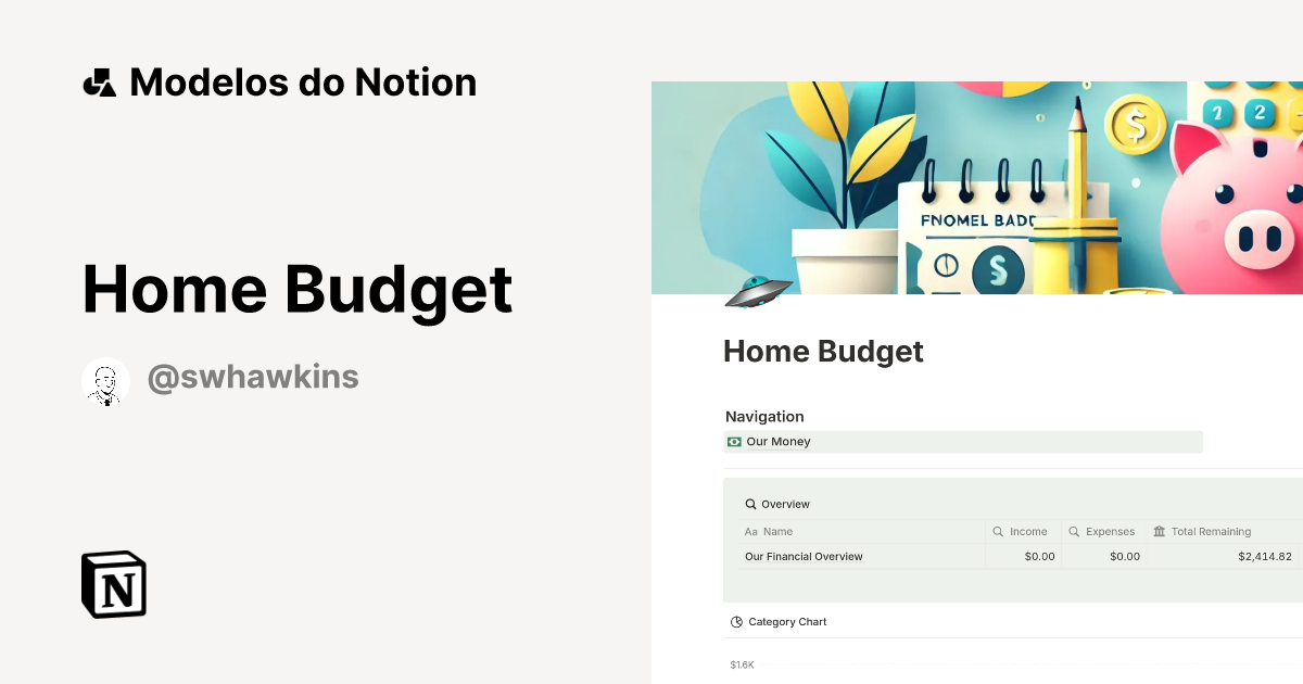 Modelo Home Budget | Marketplace do Notion
