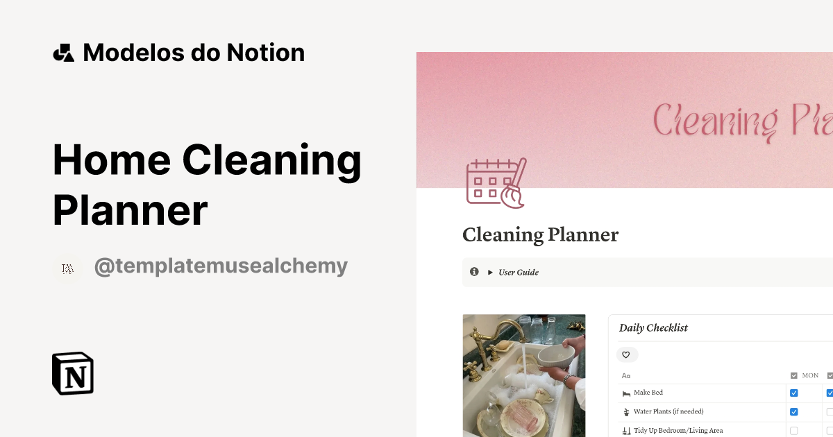 Modelo Home Cleaning Planner | Marketplace do Notion