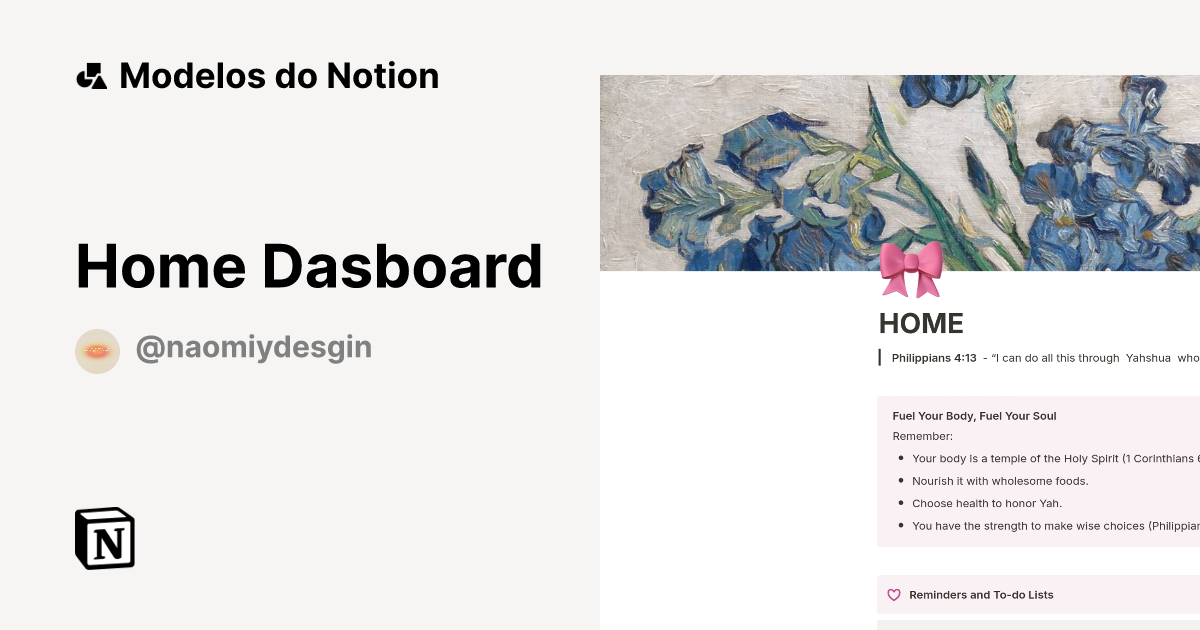 Modelo Home Dasboard | Marketplace do Notion