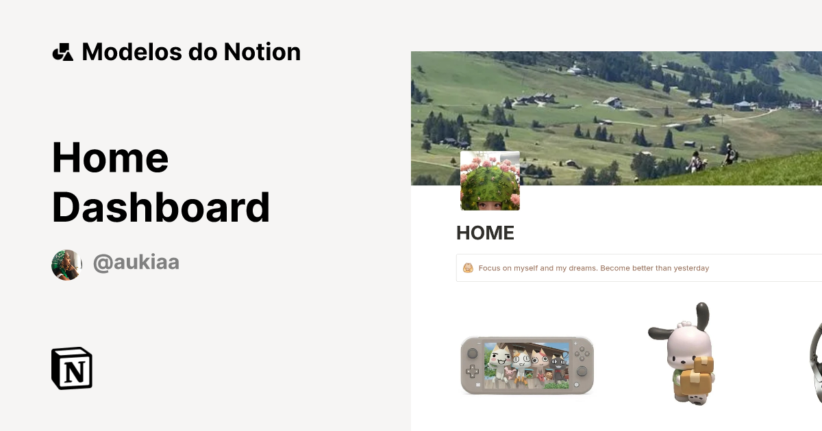 Modelo Home Dashboard | Marketplace do Notion