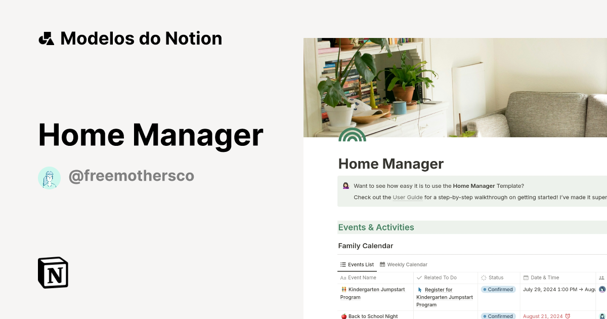 Modelo Home Manager | Marketplace do Notion