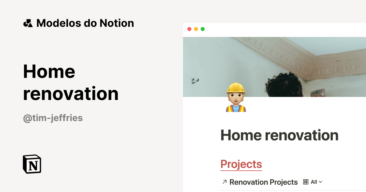 Modelo Home renovation | Marketplace do Notion