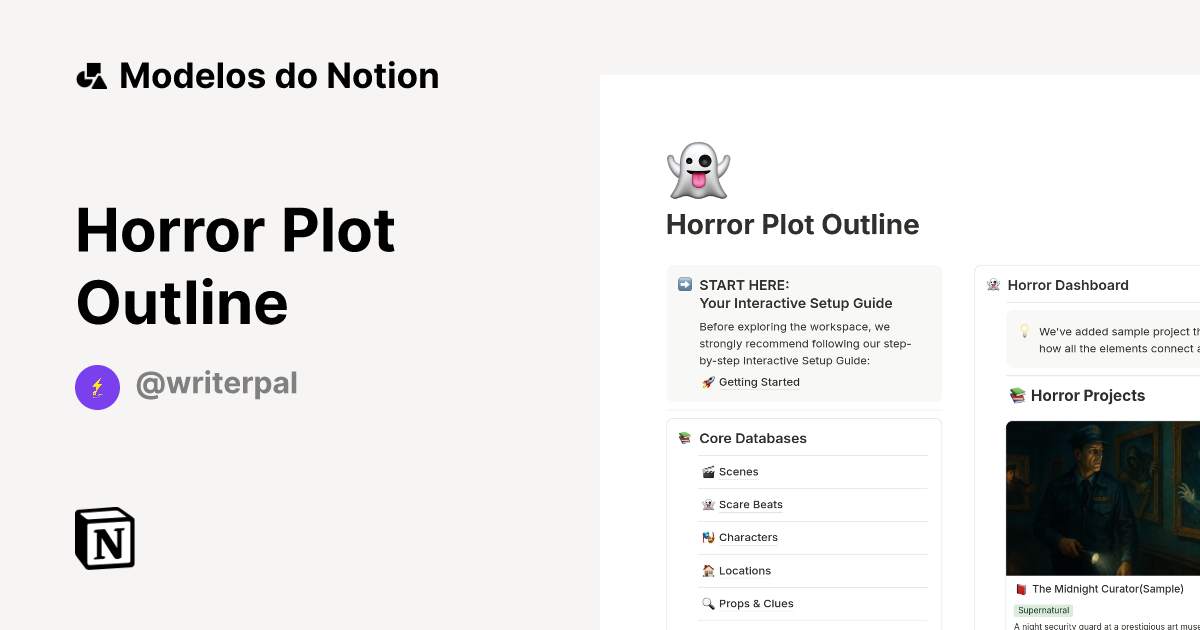Modelo Horror Plot Outline | Marketplace do Notion
