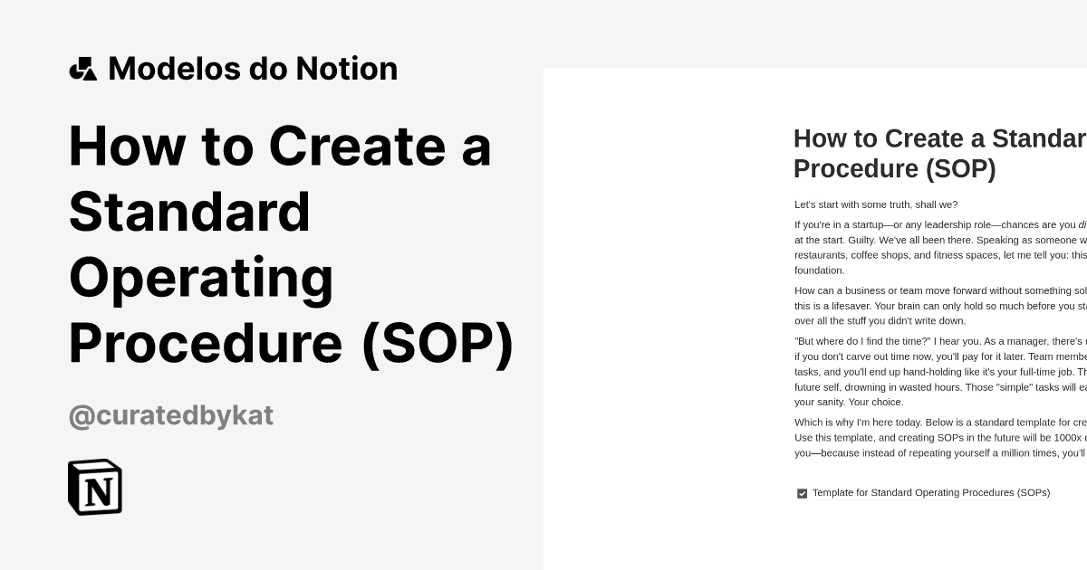 How to Create a Standard Operating Procedure (SOP) Modelo por ...