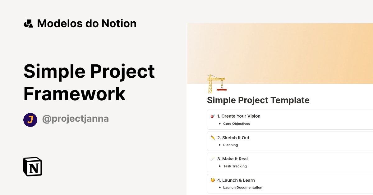 Modelo Simple Project Framework | Marketplace do Notion
