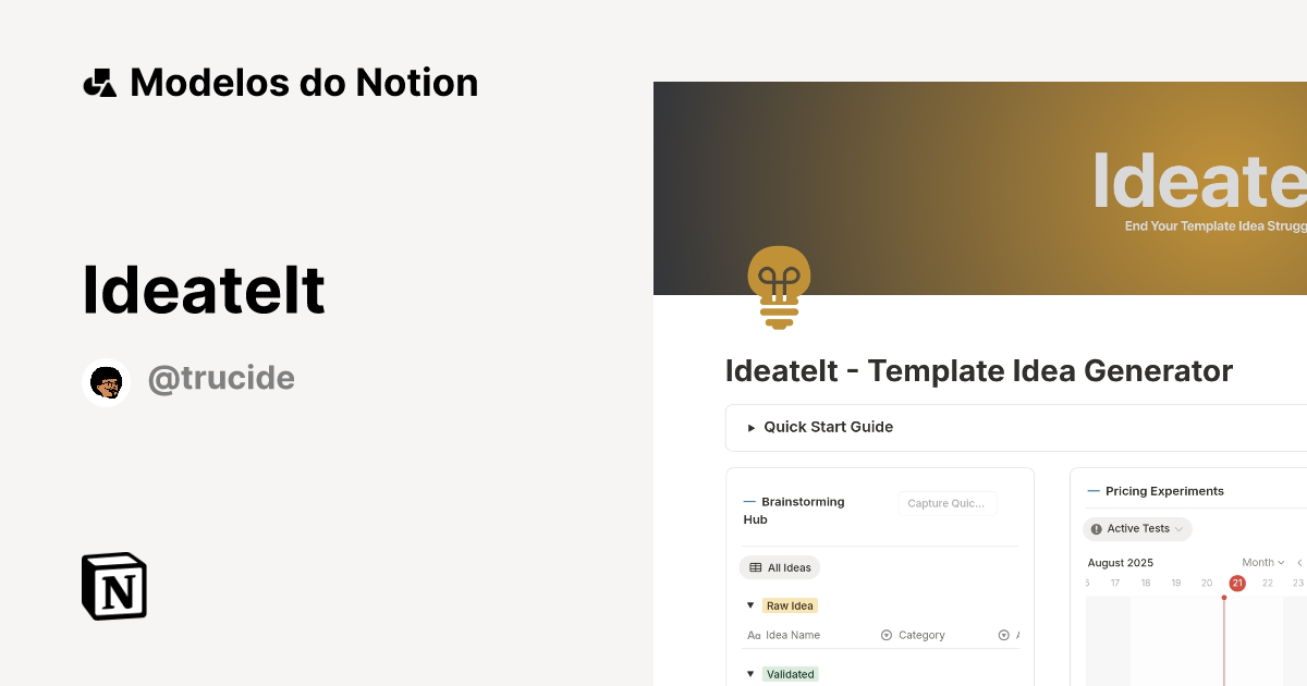 Modelo IdeateIt | Marketplace do Notion
