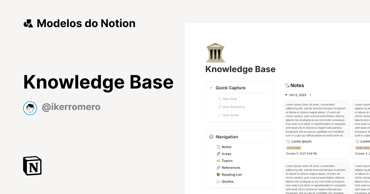 Knowledge Base Modelo por Iker Romero | Marketplace do Notion