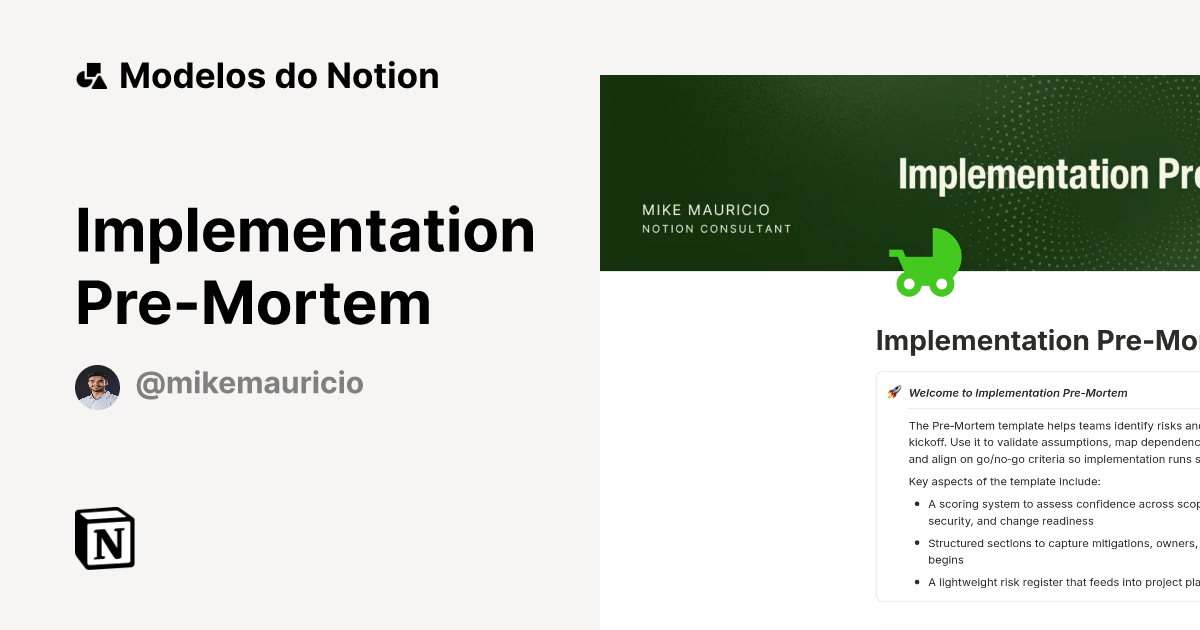 Modelo Implementation Pre-Mortem | Marketplace do Notion