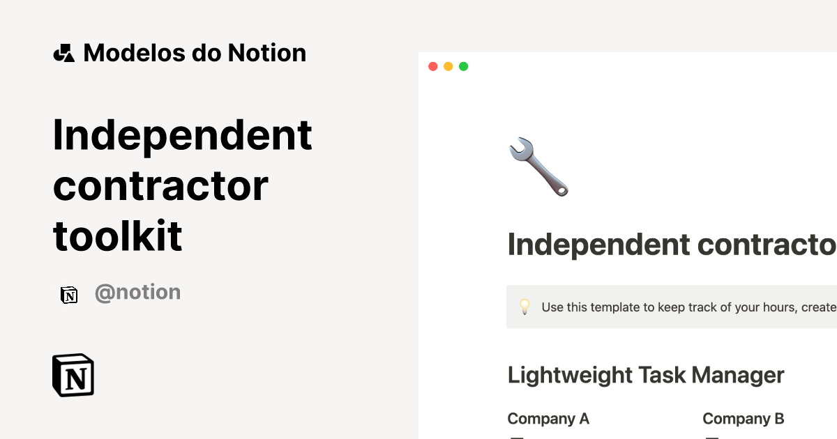 Independent contractor toolkit Modelo por Notion | Marketplace do Notion