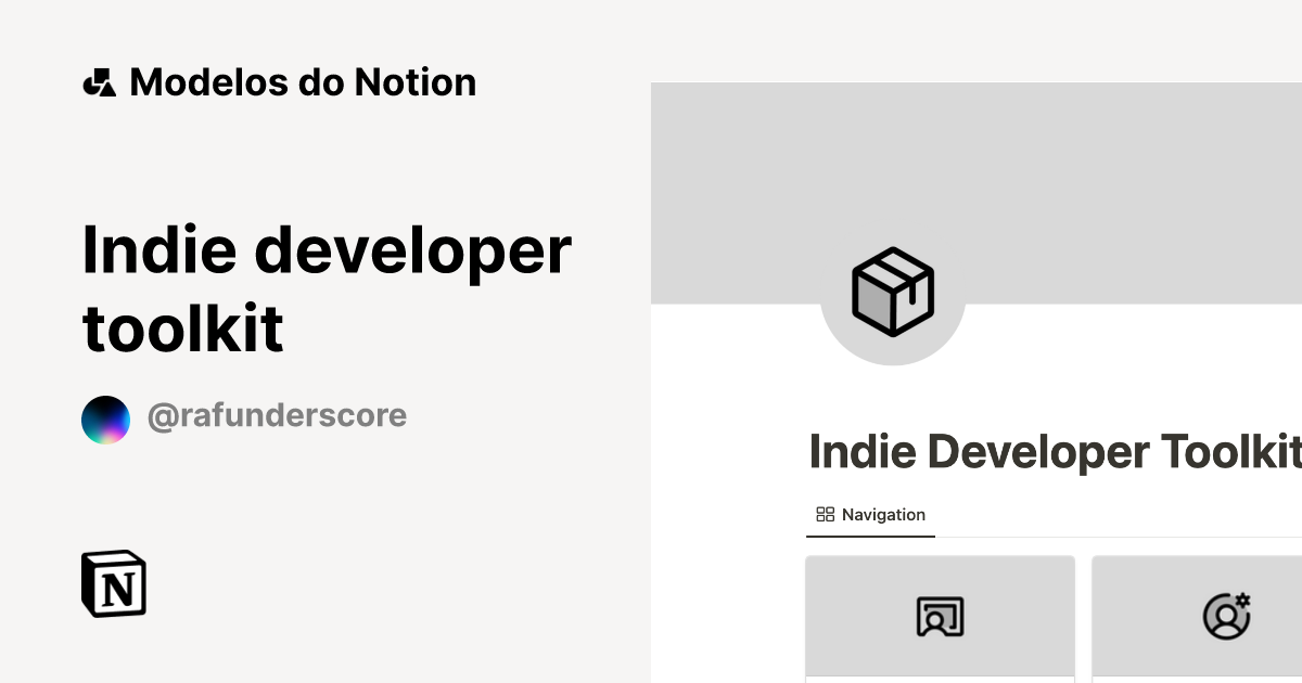 Modelo Indie developer toolkit | Marketplace do Notion