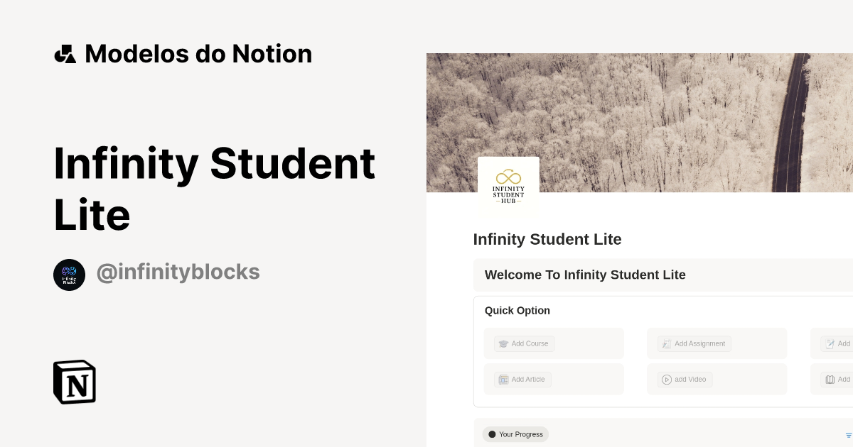 Modelo Infinity Student Hub | Marketplace do Notion