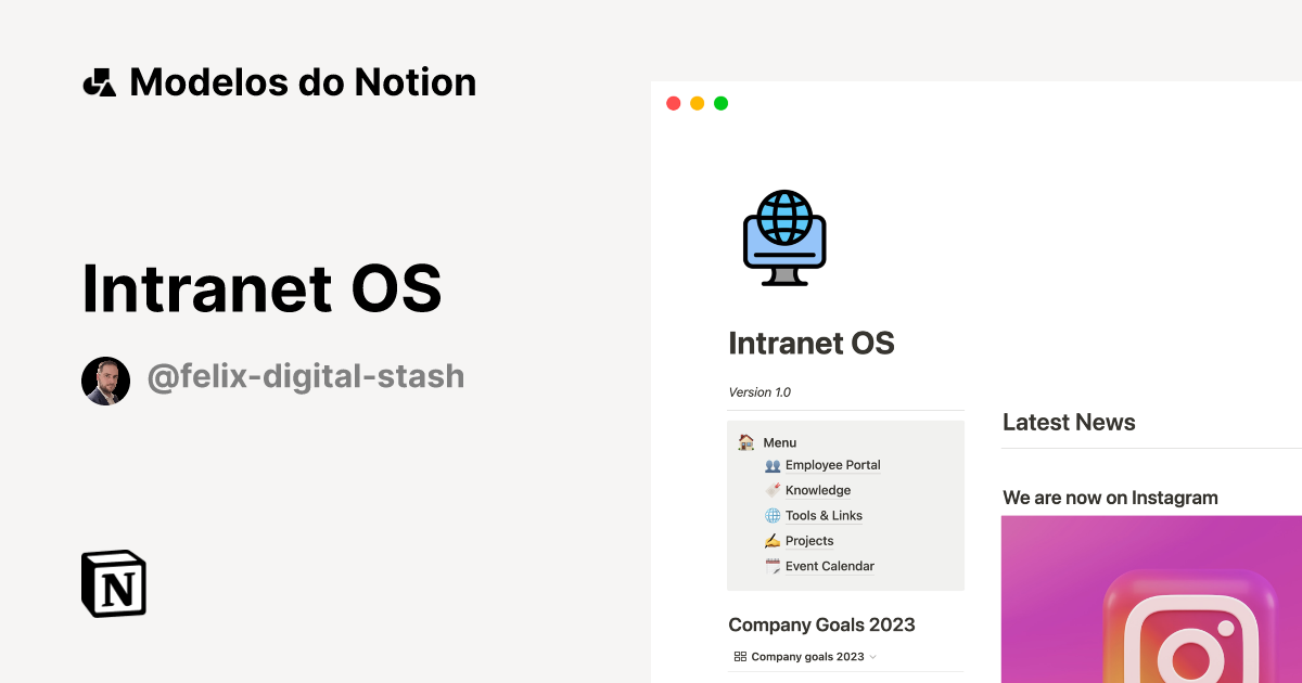 Intranet OS Modelo por Felix' Digital Stash | Marketplace do Notion