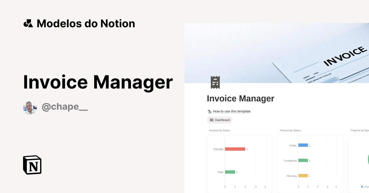 Invoice Manager Modelo por Chape | Marketplace do Notion