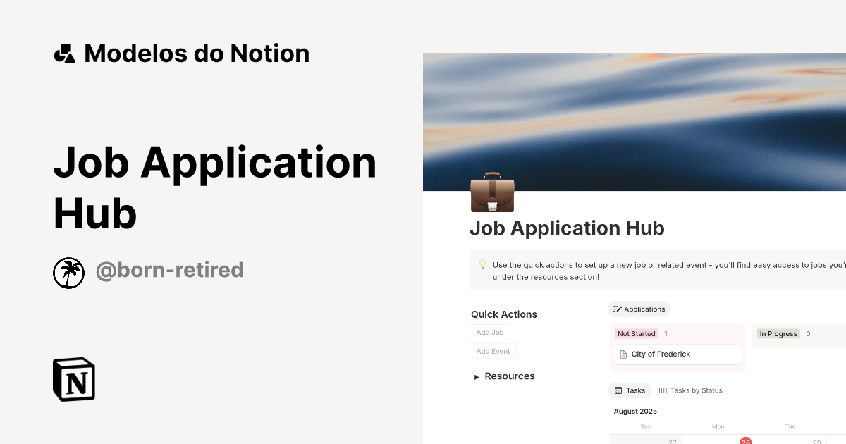 Job Application Hub Modelo por Born Retired | Marketplace do Notion