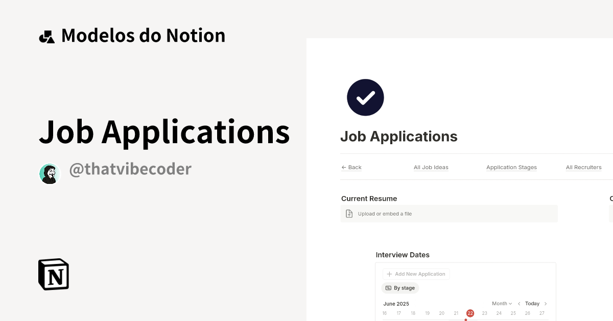 Modelo Job Applications | Marketplace do Notion