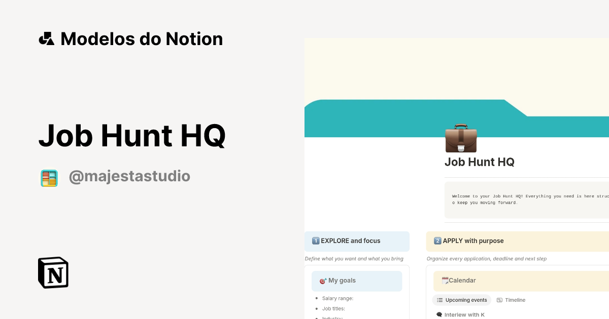 Modelo Job Hunt HQ | Marketplace do Notion
